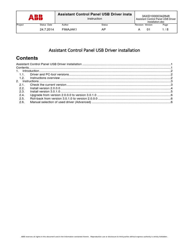 Assistant Control Panel USB Driver Installation | PDF | Device Driver | Usb
