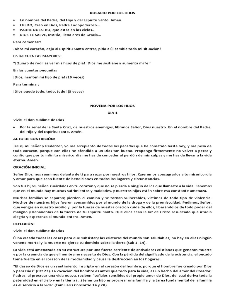 Rosario Por Los Hijos Pdf Amor Oración