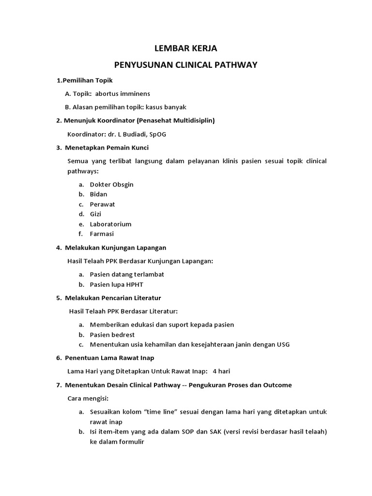 Clinical Pathway Abortus Imminens | PDF