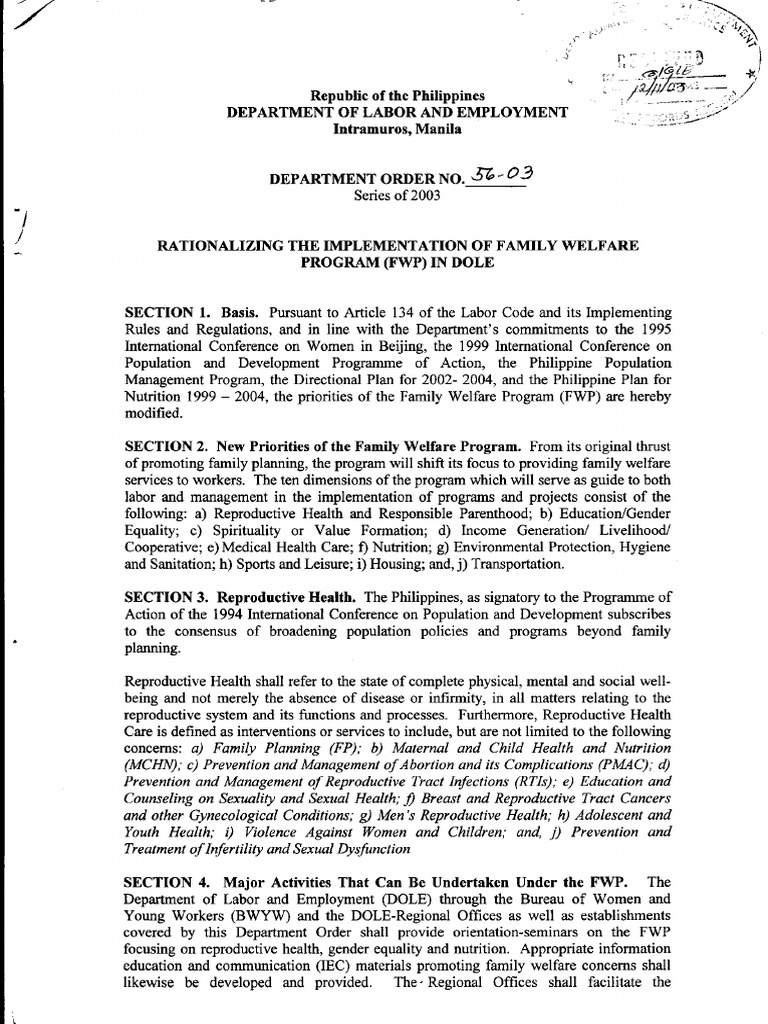 Dole Family Welfare Program | PDF