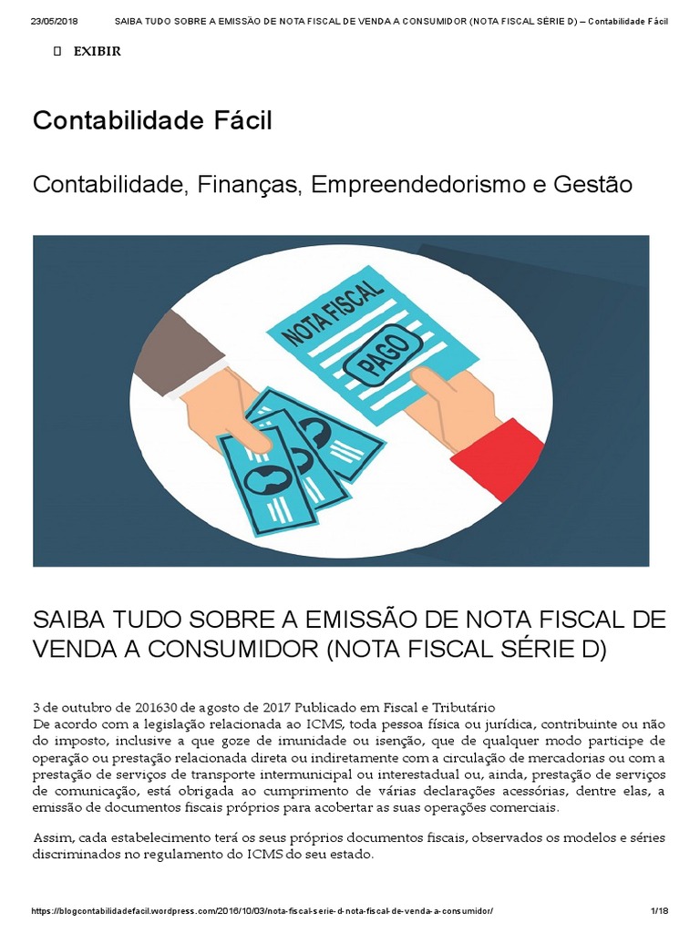 Saiba Tudo Sobre A Emissão de Nota Fiscal de Venda A Consumidor (Nota ...