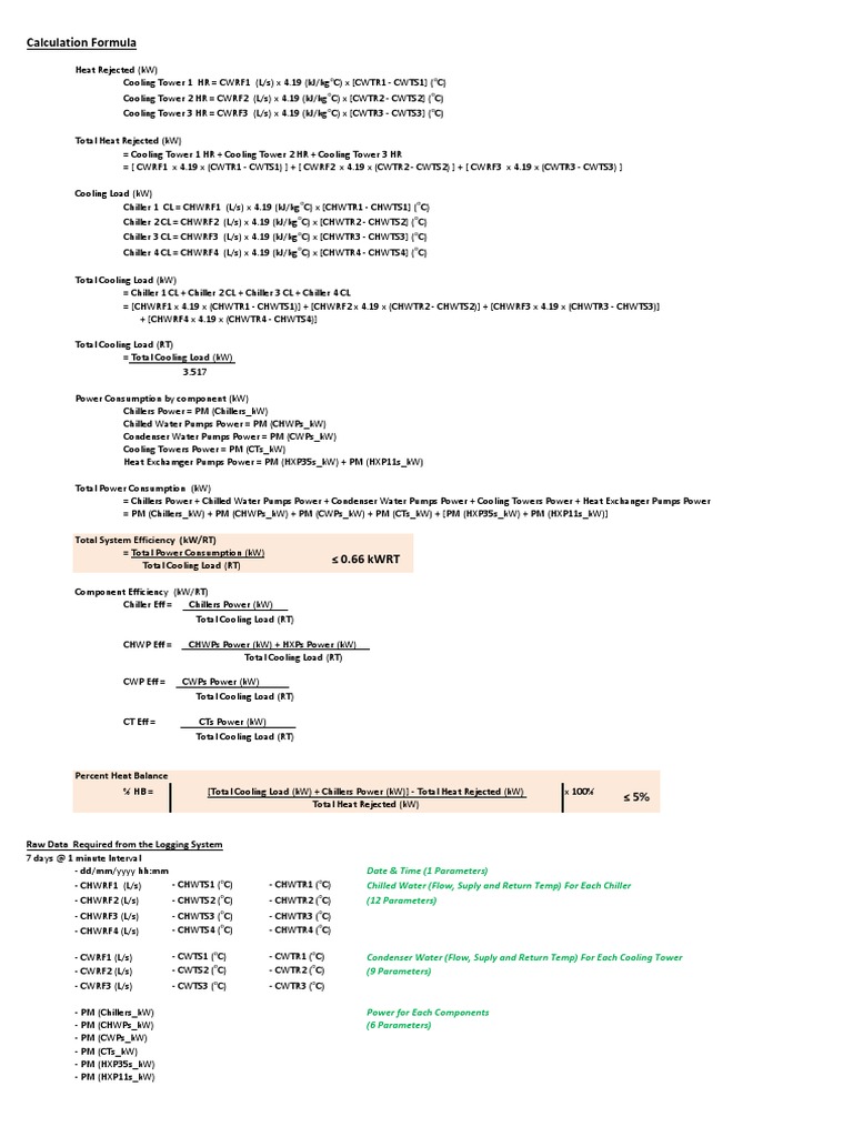 Chiller Plant Calculation & Raw Data Required | PDF | Automation ...
