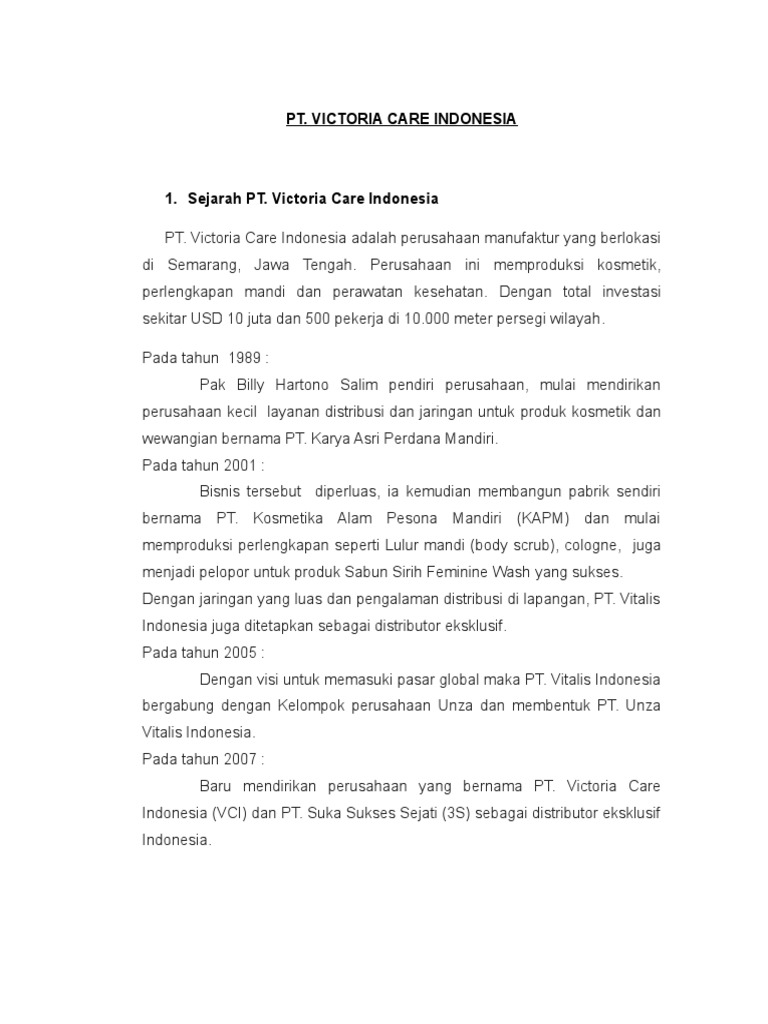 Pt. Victoria Care Indonesia | PDF