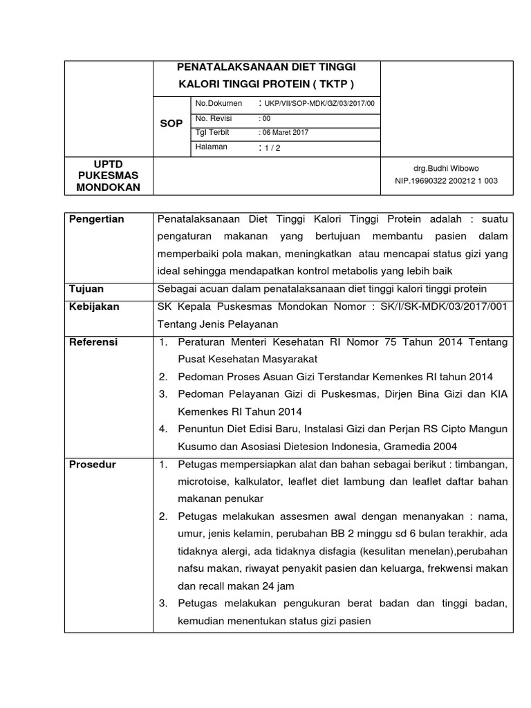 SOP Diet TKTP | PDF