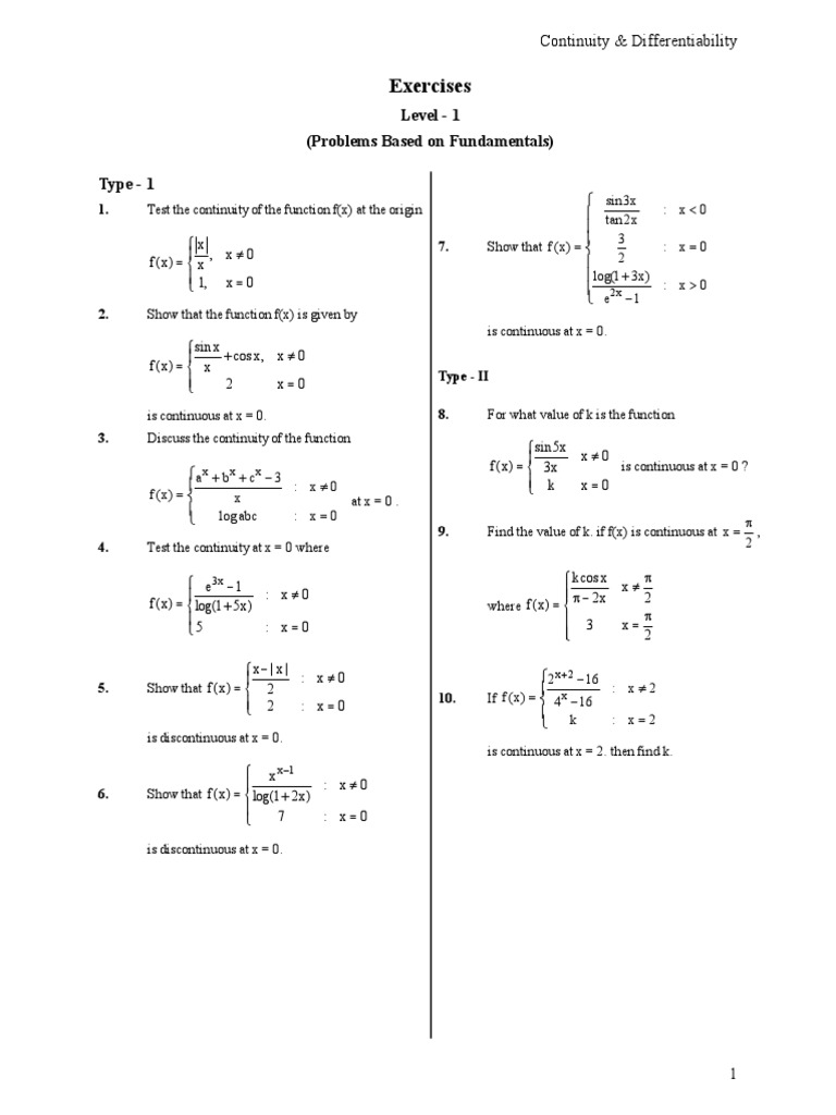 Continuity and Differentiability | PDF | Continuous Function | Calculus