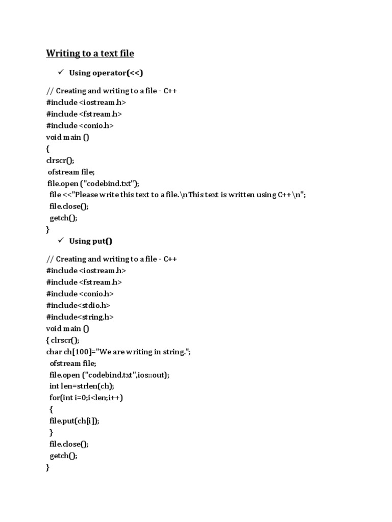 Writing To A Text File: Using Operator ( ) | PDF