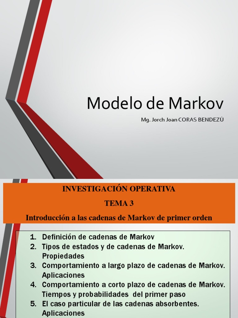 Modelo de Markov | PDF | Cadena Markov | Estocástico