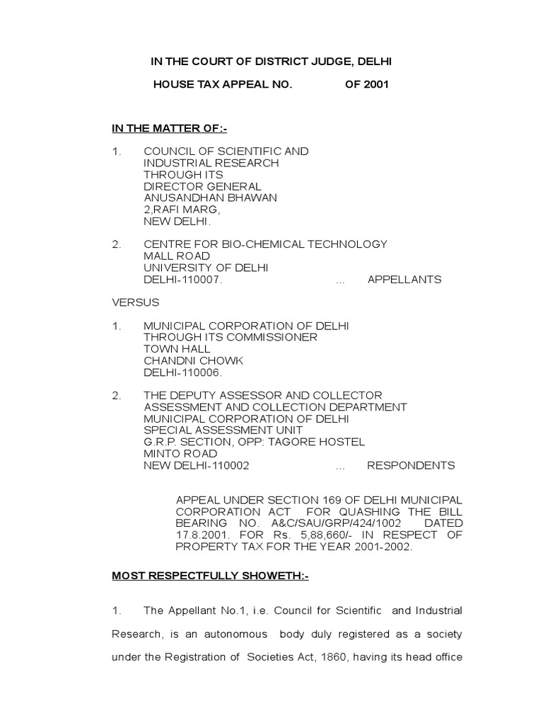 Csir Appeal Htax DJ | PDF | Negotiable Instrument | Affidavit