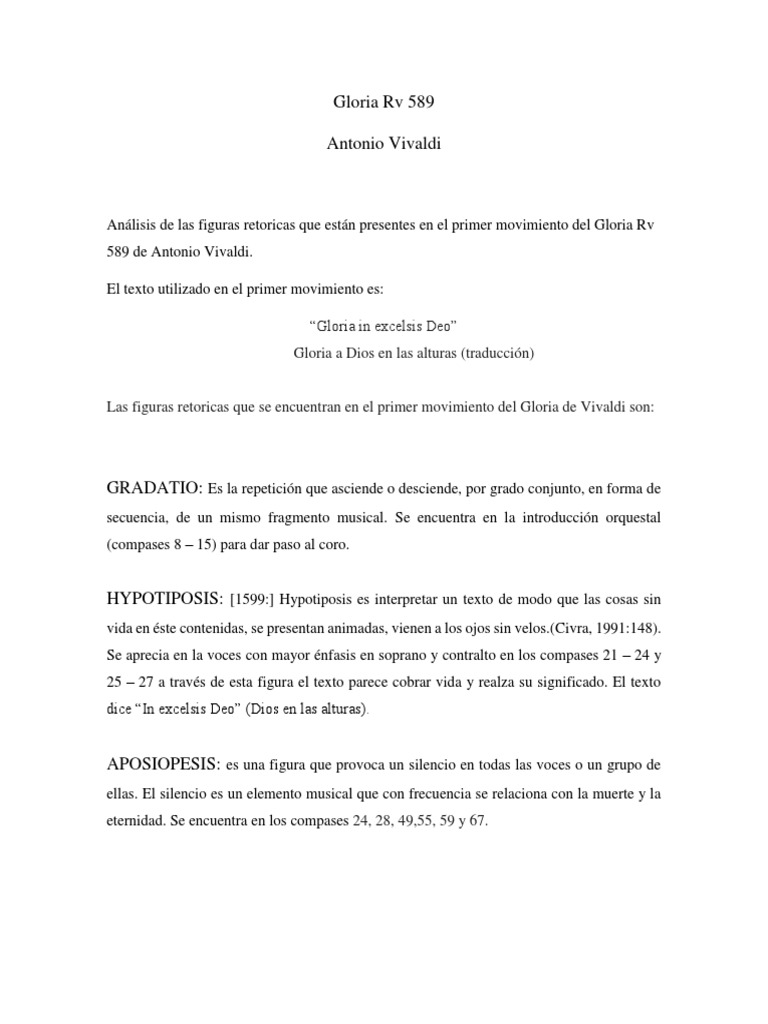 Figuras Retóricas en Gloria RV 589 | PDF