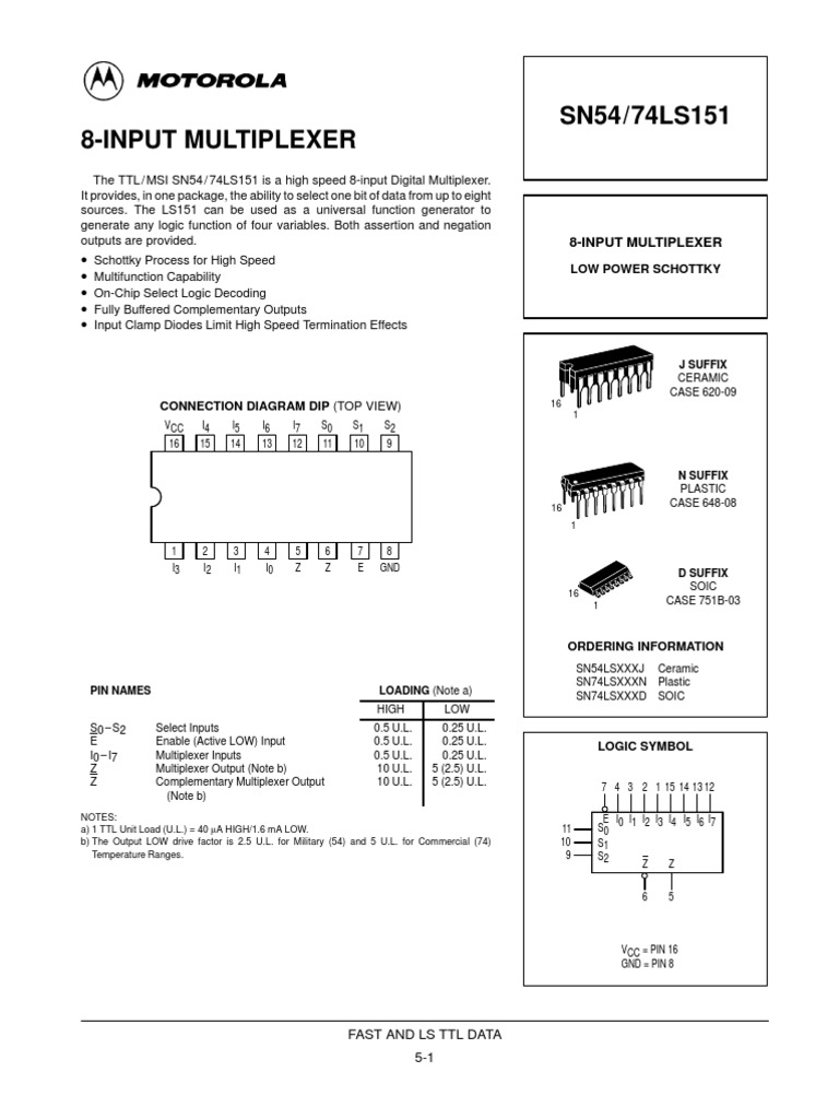 74LS151 | PDF | Electrical Components | Electromagnetism