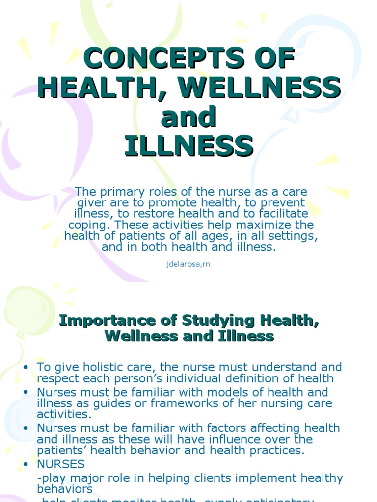 Concepts of Health, Wellness and Illness | PDF | Medical Specialties ...