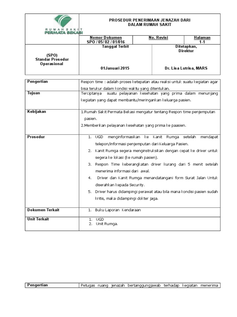 Spo Respon Time Pasien | PDF
