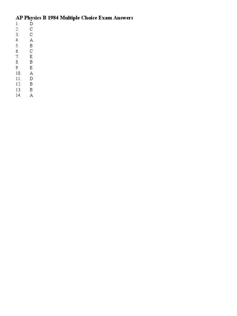 AP Physics B Exam Answers 1984-1993 | PDF | Standardized Tests ...