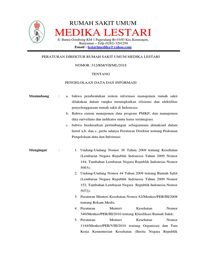 MIRM 1.1 SK Regulasi Pengolahan Data | PDF