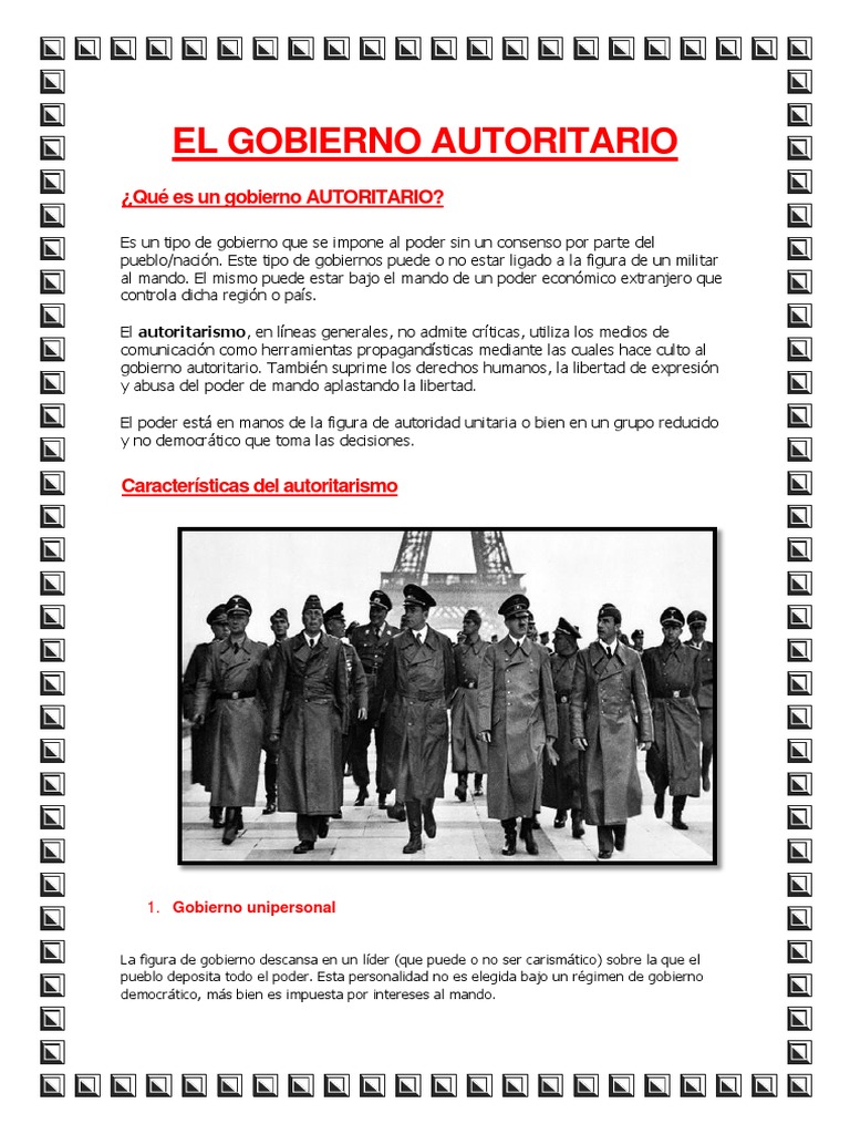 Características del Gobierno Autoritario | PDF | Autoritarismo | Democracia