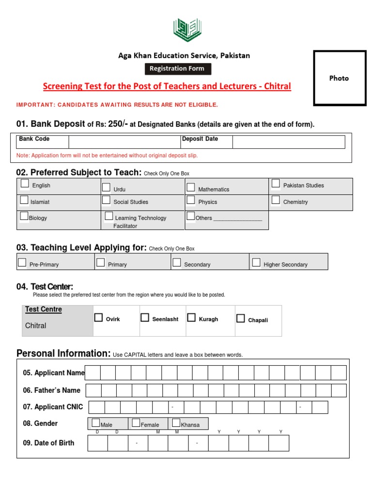 Entry Test Form Chitral | PDF | Academic Degree | Mail