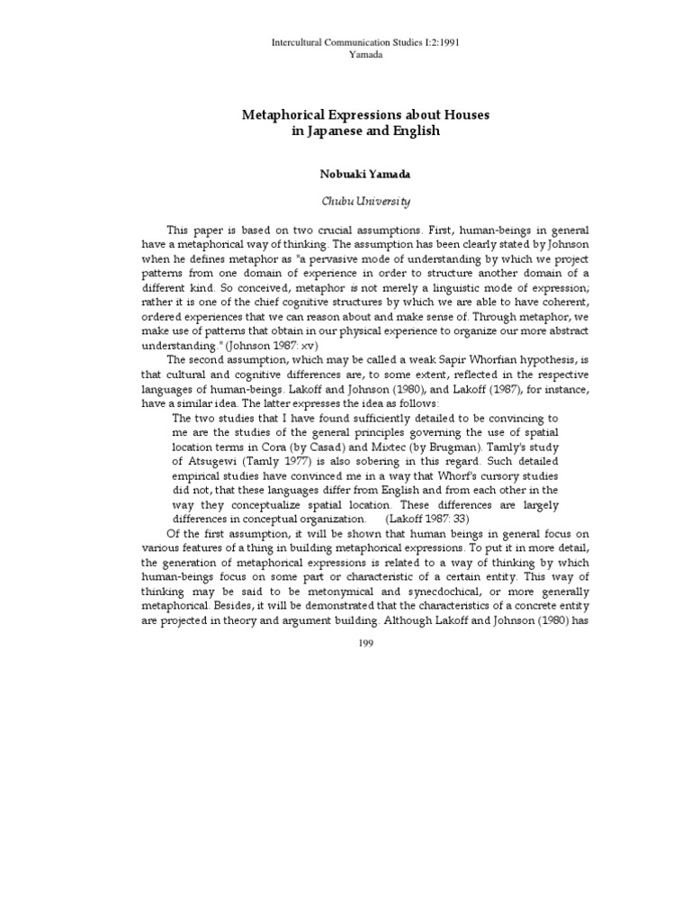 Metaphorical Expressions About Houses in Japanese and English | PDF ...
