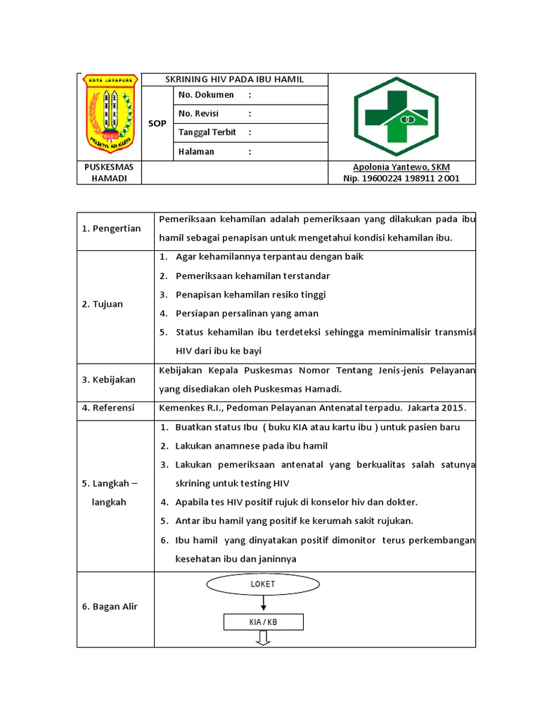 SOP Skrining HIV Pada Ibu Hamil | PDF | Pengembangan Diri | Sains & Matematika