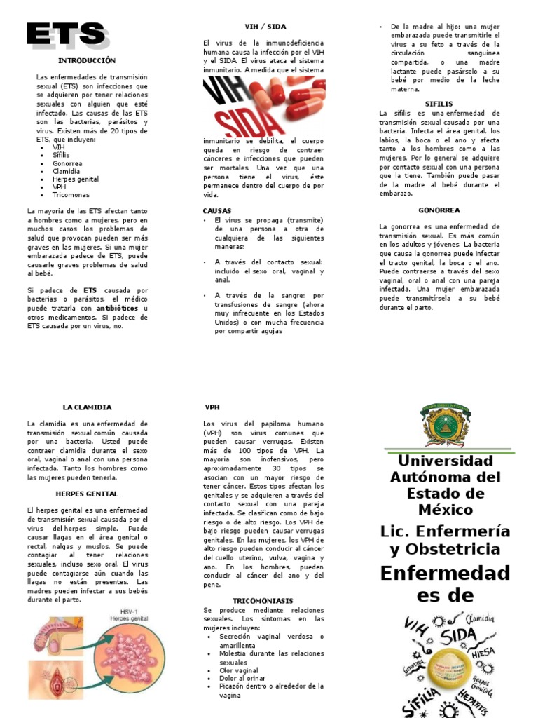 Triptico Enfermedades de Transmision Sexual | PDF | Infección transmitida sexualmente | VIH / SIDA