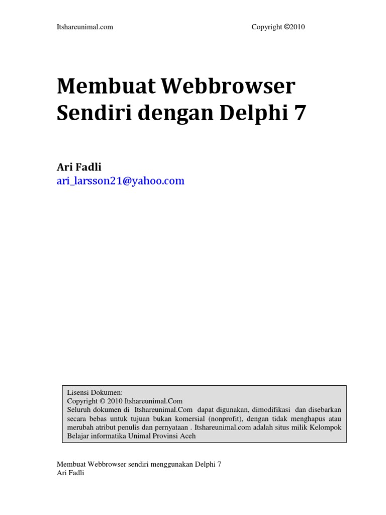 Ari Fadli - Membuat Web Browser Sendiri Menggunakan Delphi 7 | PDF