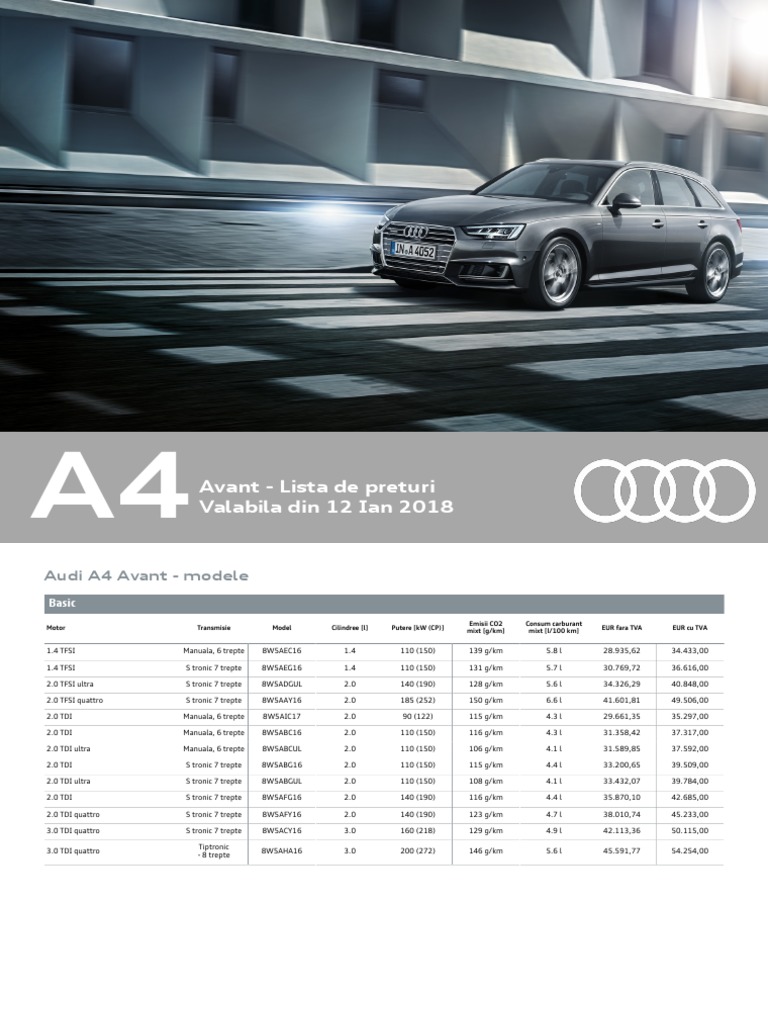 Audi Price List | PDF | Sports Cars | Sports Car Manufacturers