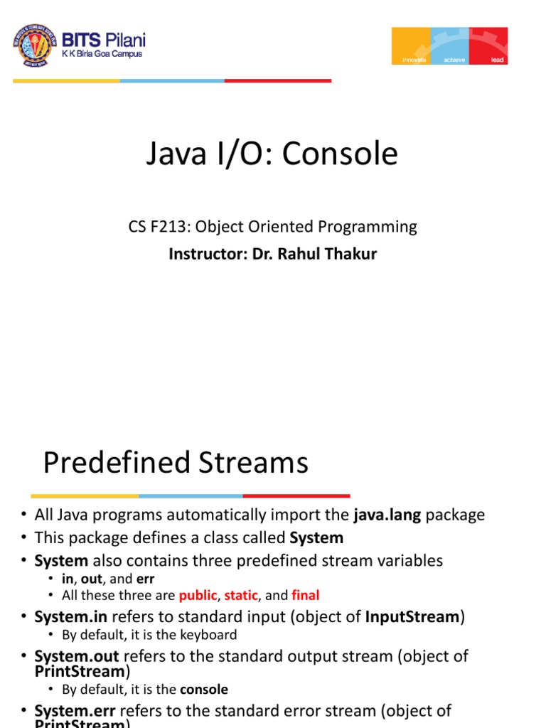 L21 - Java IO Console | PDF | Image Scanner | Command Line Interface L21 - Java IO Console | PDF | Image Scanner | Command Line Interface