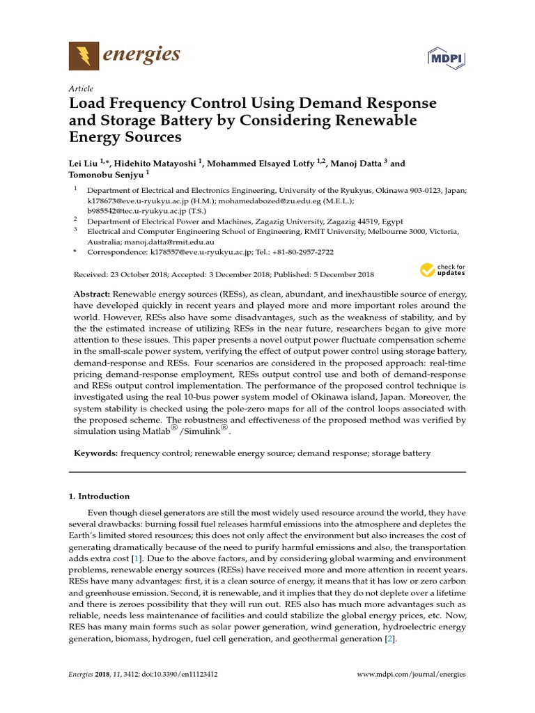 Load Frequency Control Using Demand Response and Storage Battery by ...