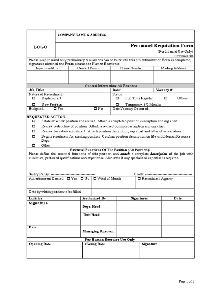Manpower Request Form Final | PDF | Human Resource Management | Human ...