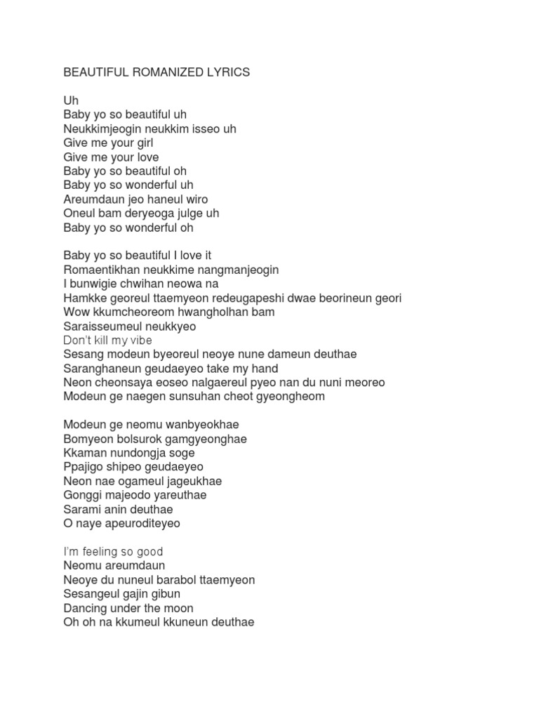 Beautiful Romanized Lyrics | PDF