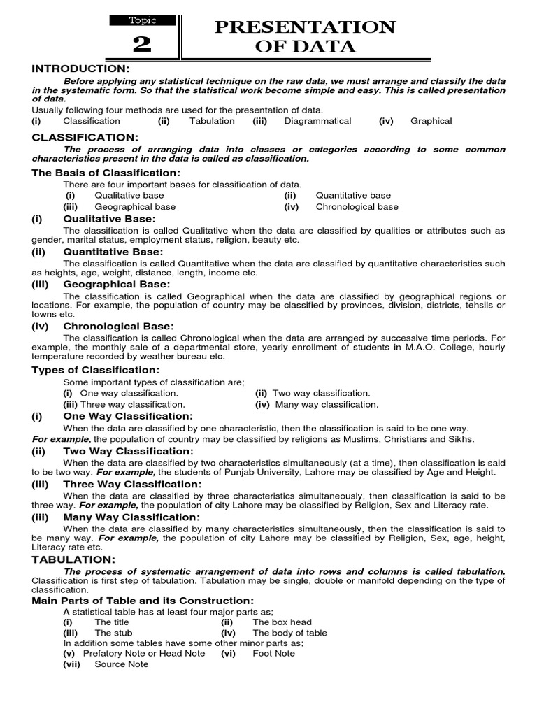 Presentation of Statistical Data | PDF | Histogram | Pie Chart