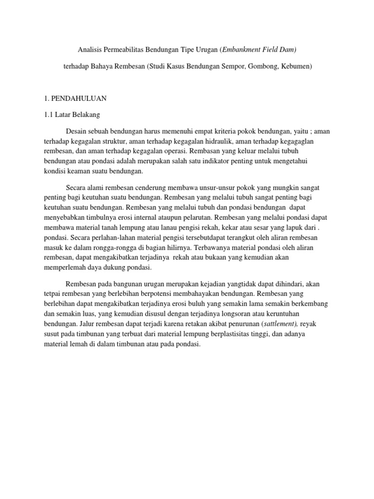 Analisis Permeabilitas Bendungan Tipe Urugan | PDF