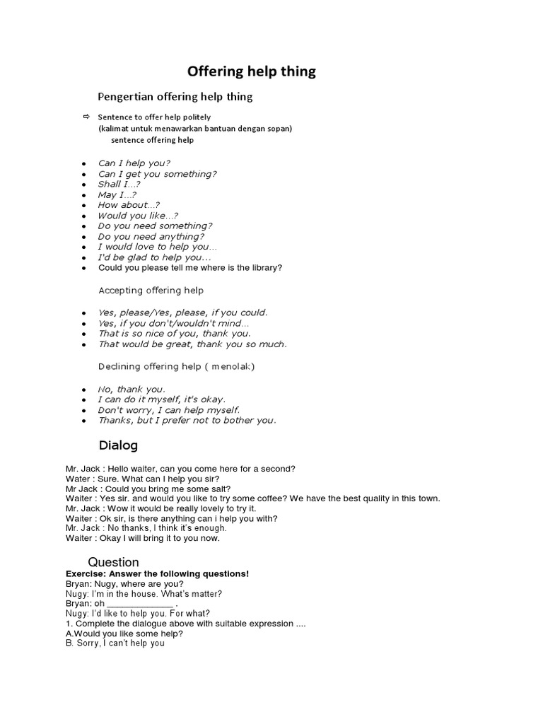 Offering Help and Service Guide | PDF | Language Arts & Discipline