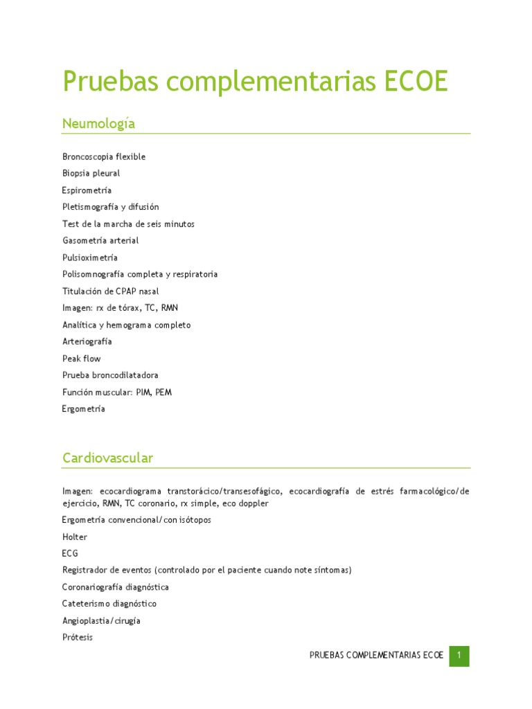 Pruebas Complementarias ECOE | Descargar gratis PDF | Biopsia | Procedimientos médicos