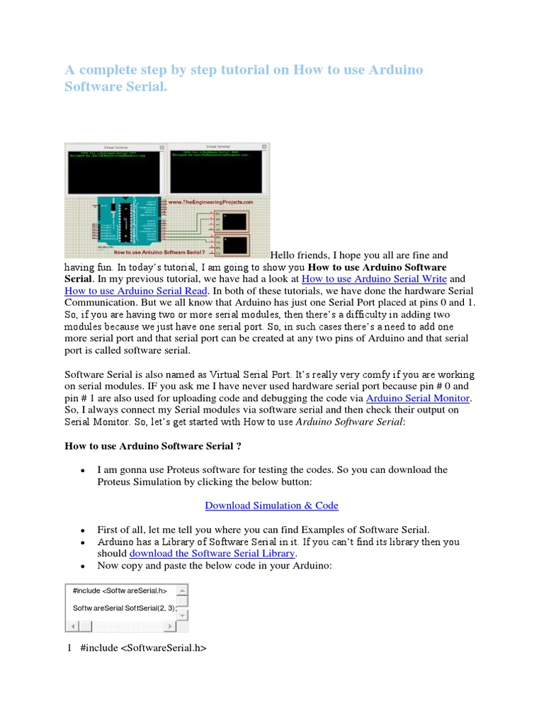A Complete Step By Step Tutorial On How To Use Arduino Software Serial Pdf Arduino