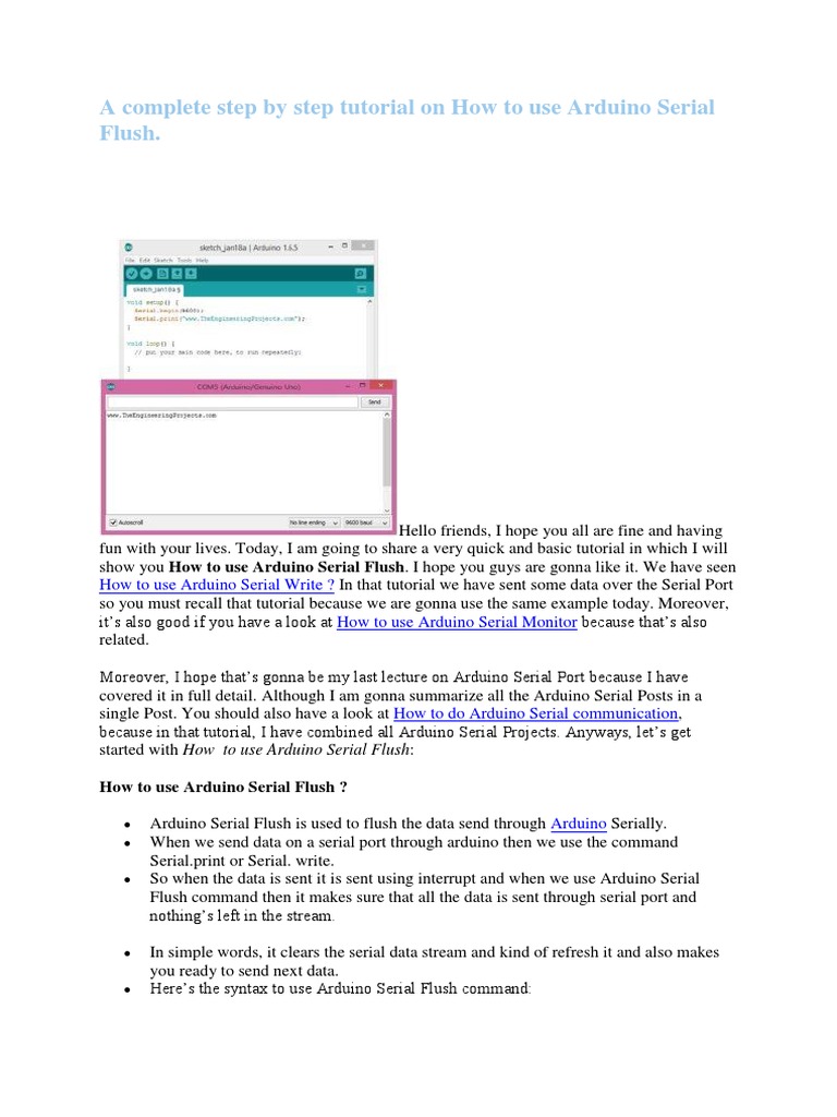A Complete Step by Step Tutorial On How To Use Arduino Serial Flush | PDF | Digital Technology ...