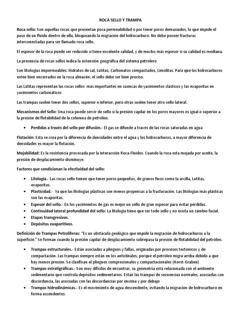 Ejemplos de Roca Sello y Trampas | PDF | Depósito de petróleo | Roca ...