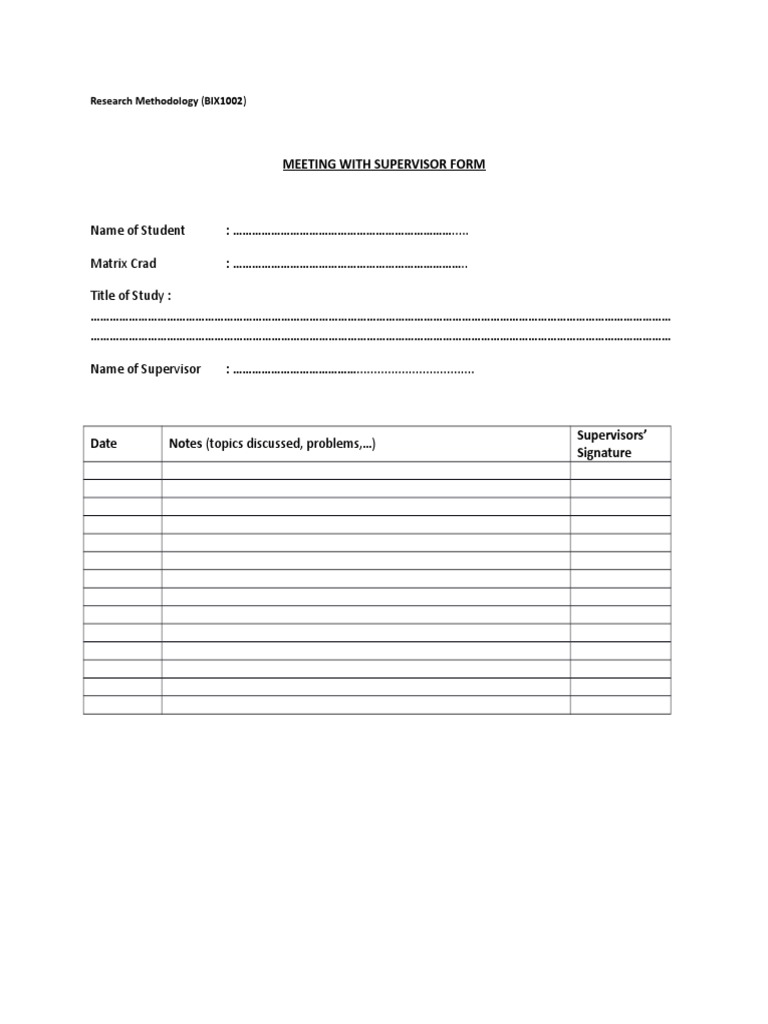 BIX1002-Meeting With SV Form | PDF