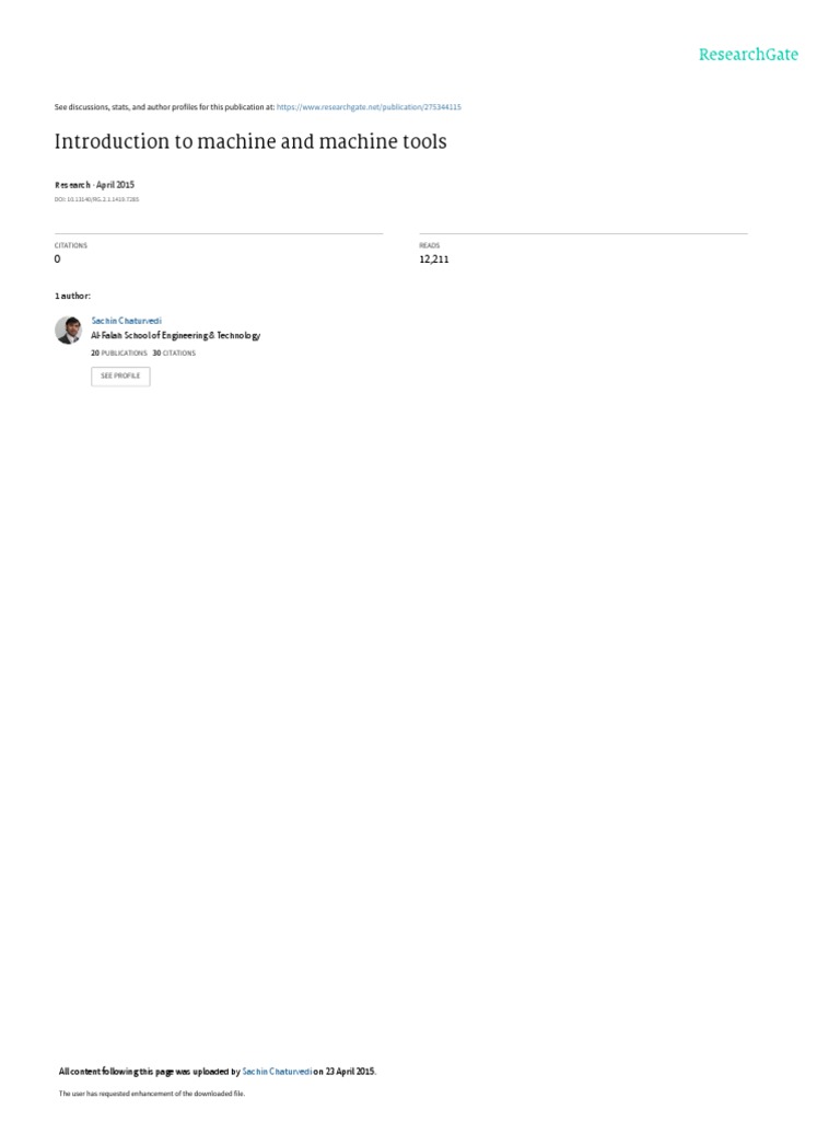 Introduction To Machine and Machine Tools: April 2015 | PDF | Drill ...