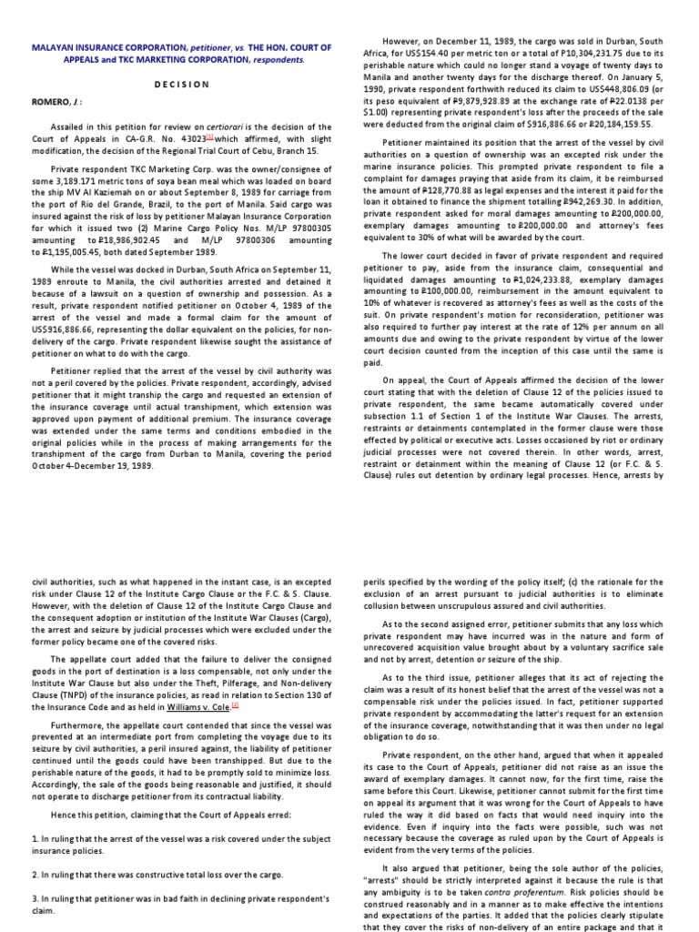 Insurance Cases | PDF | Insurance | Lawsuit