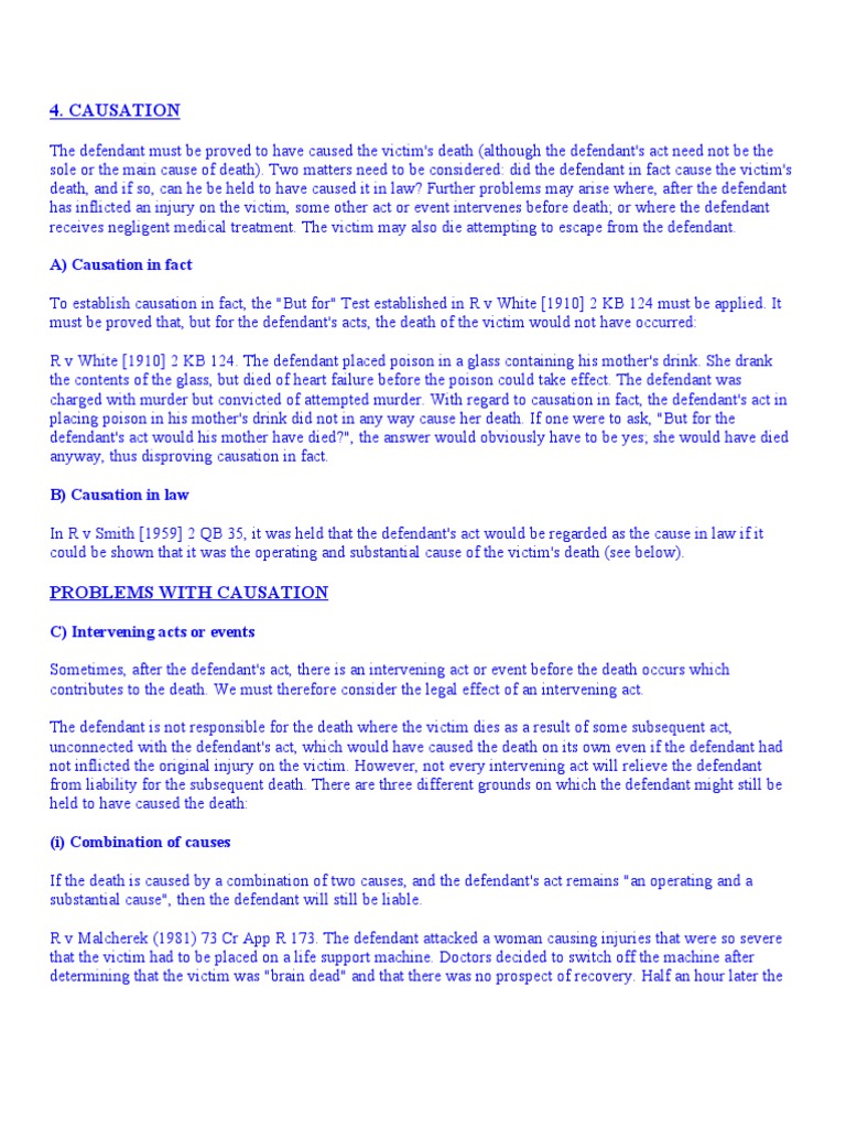 Causation in Criminal Law: Analyzing the Legal Requirements for ...