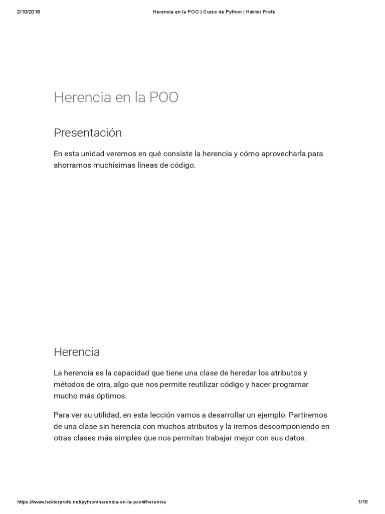Herencia en La POO - Curso de Python - Hektor Profe | Descargar gratis PDF | Herencia ...