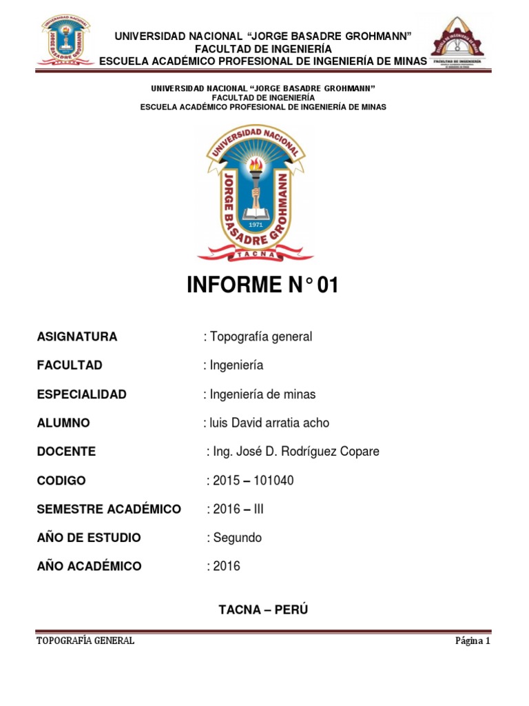 Imforme 1 de Topografia | PDF | Topografía | Medición