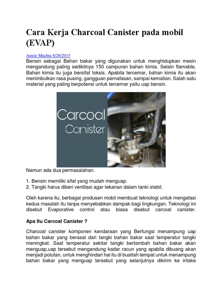 Cara Kerja Charcoal Canister Pada Mobil | PDF