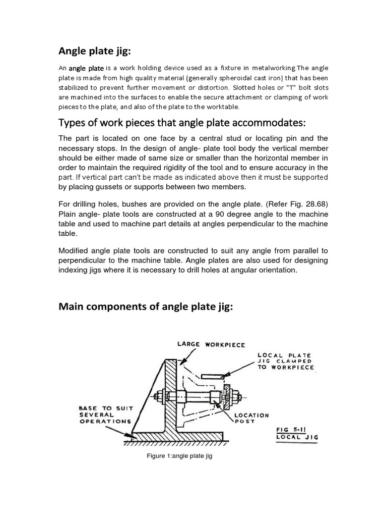 Angle Plate Jig:: Types of Work Pieces That Angle Plate Accommodates | PDF
