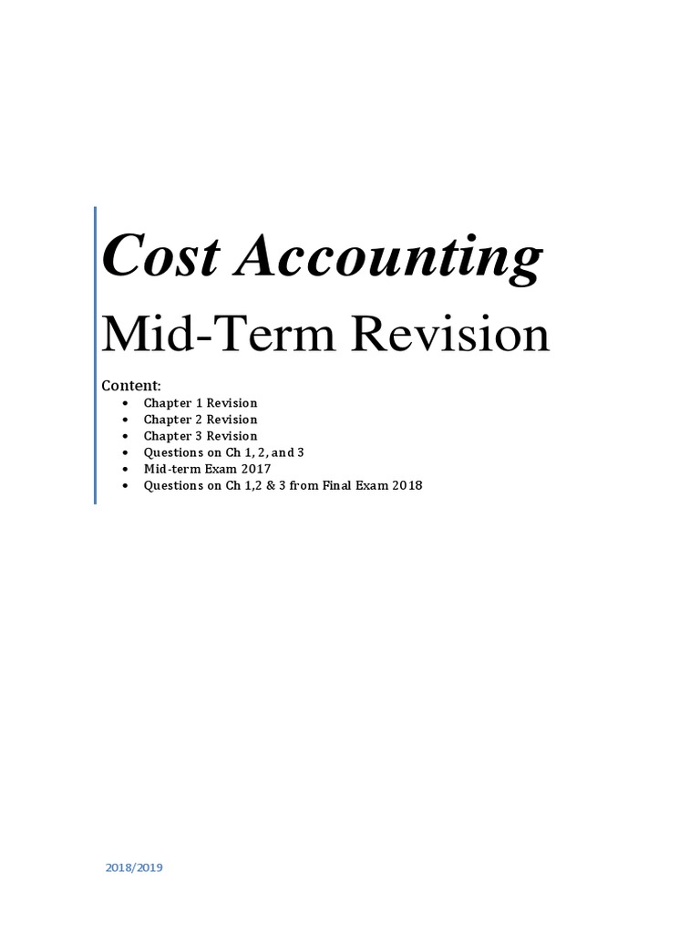 Cost Accounting Mid-Term Review Guide | PDF | Business Economics ...