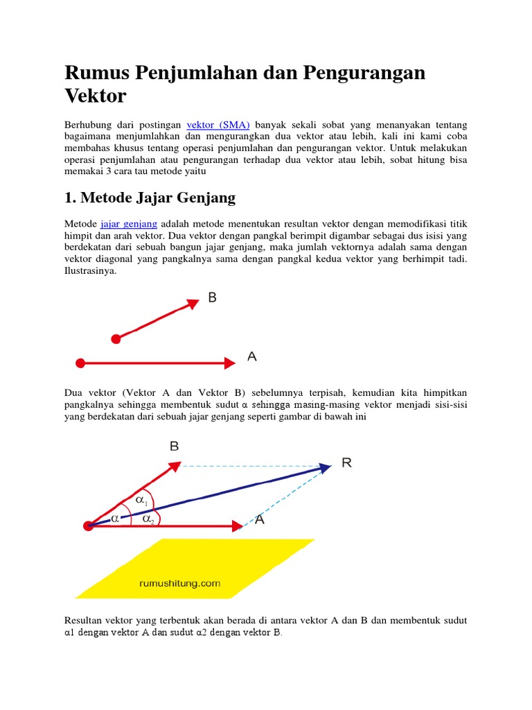 Rumus Penjumlahan Dan Pengurangan Vektor | PDF
