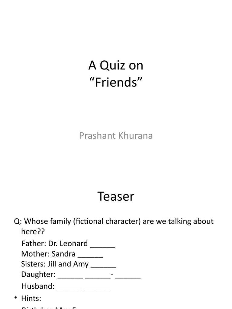 Friends Trivia Questions PDF | PDF | Friends | American Television Sitcoms