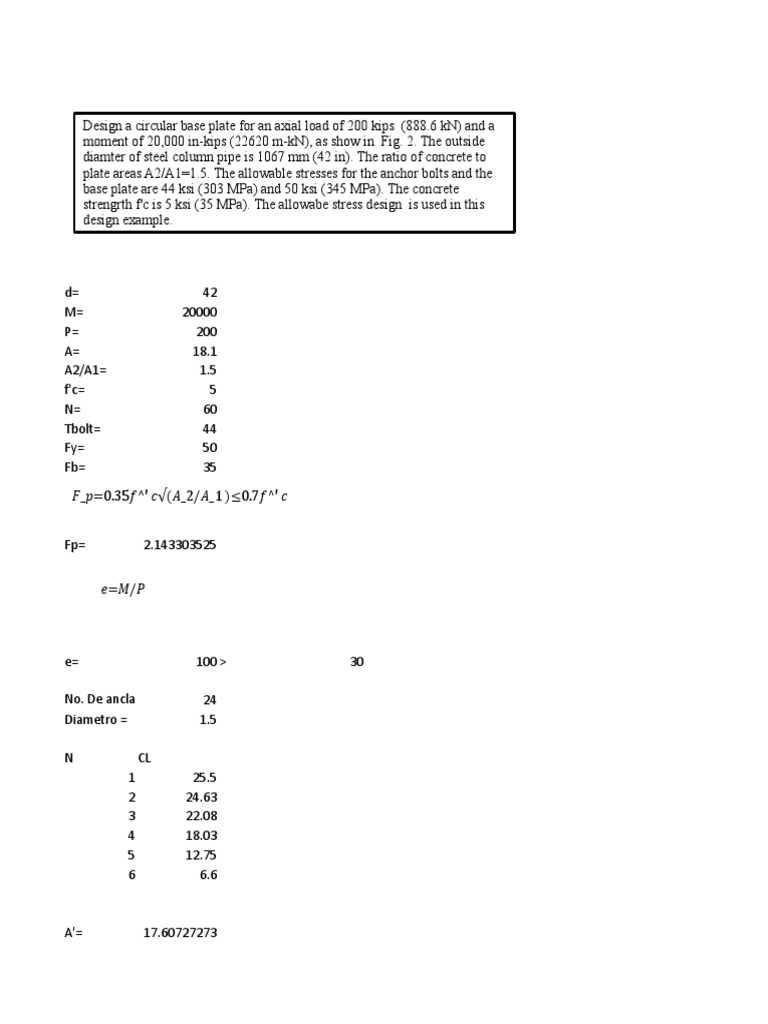 Circular Base Plate Design Example | PDF | Teaching Methods & Materials