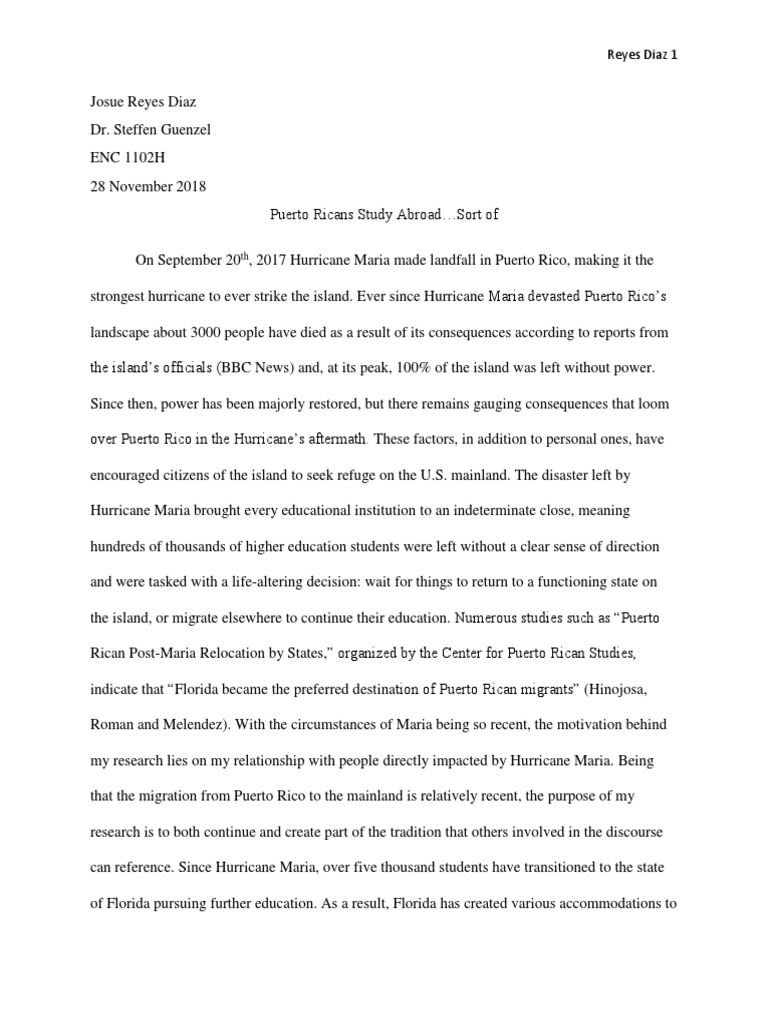 Research Paper Final Draft | PDF | Puerto Rico | Florida