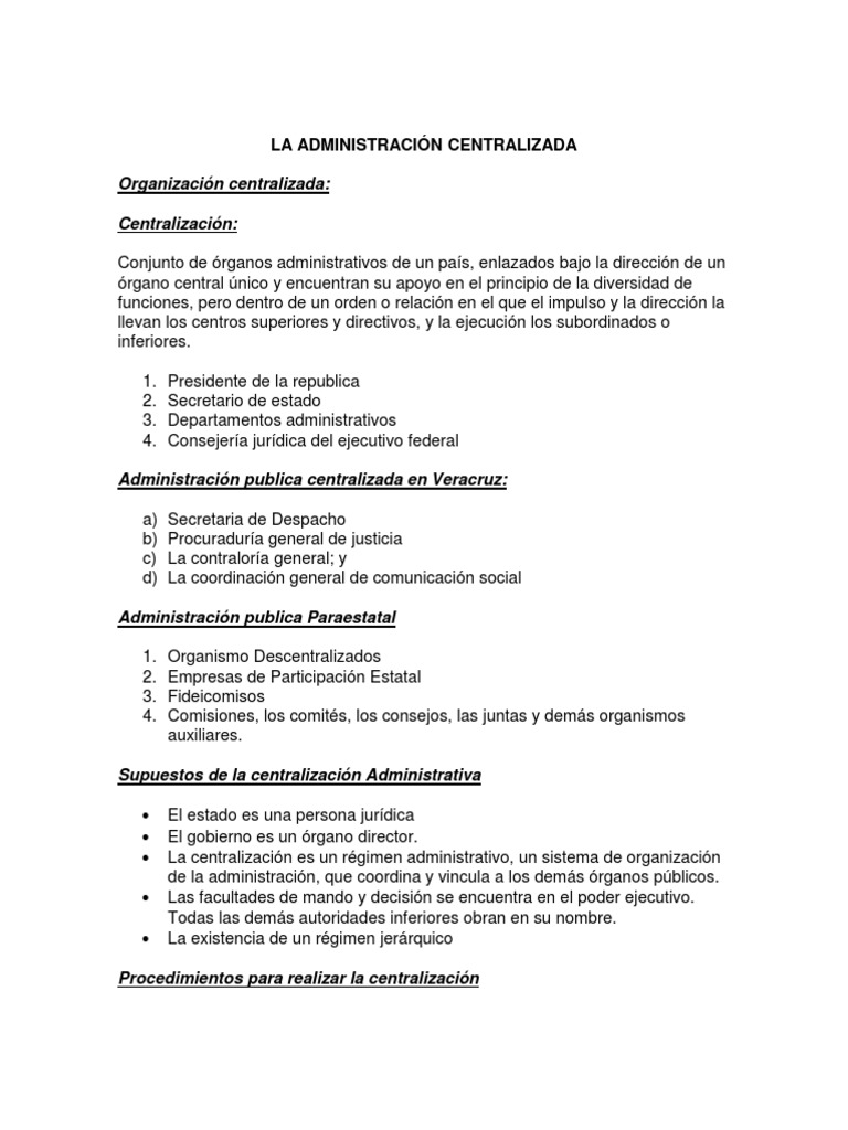 La Administración Centralizada | PDF | Administración Pública | Estado ...